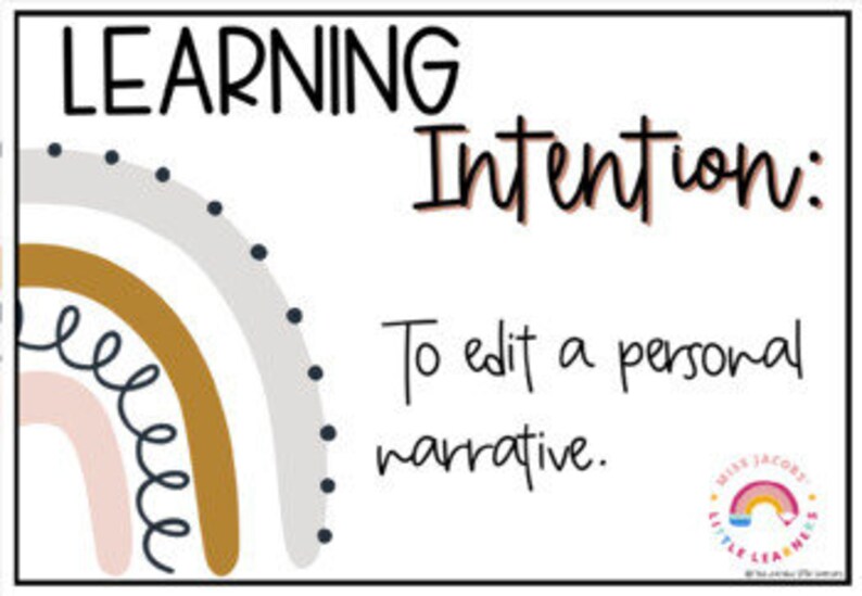 BOHO RAINBOW Learning Intentions Editable Neutral Rainbow - Etsy