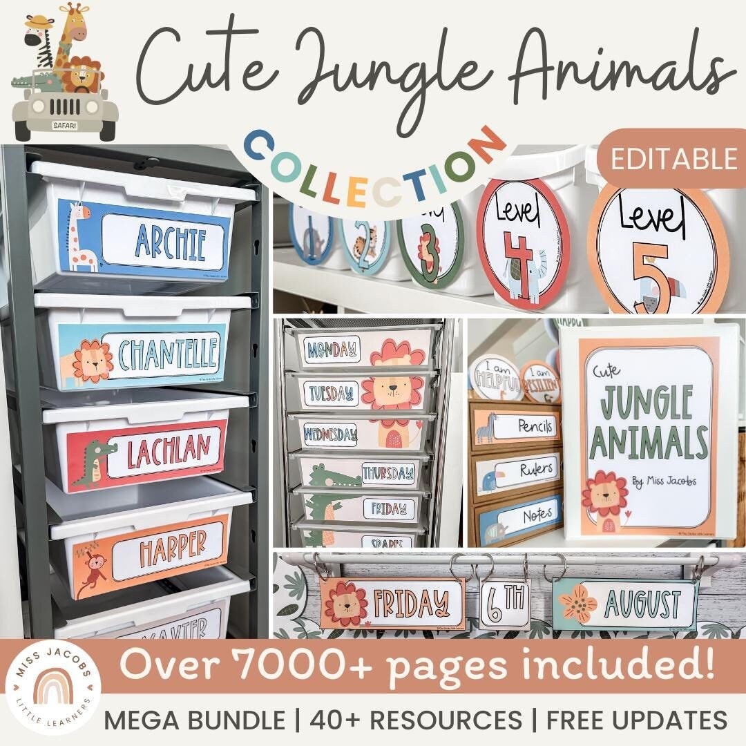 Cute Jungle Animals Classroom Decor Bundle - Etsy