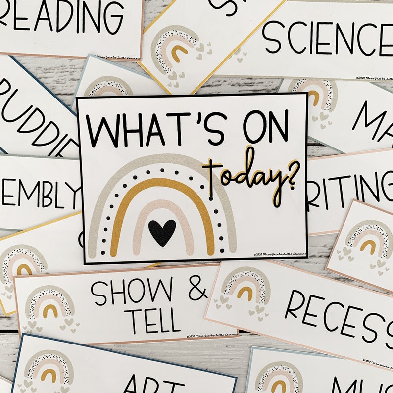 BOHO RAINBOW Visual Timetable Neutral Rainbow Classroom | Etsy