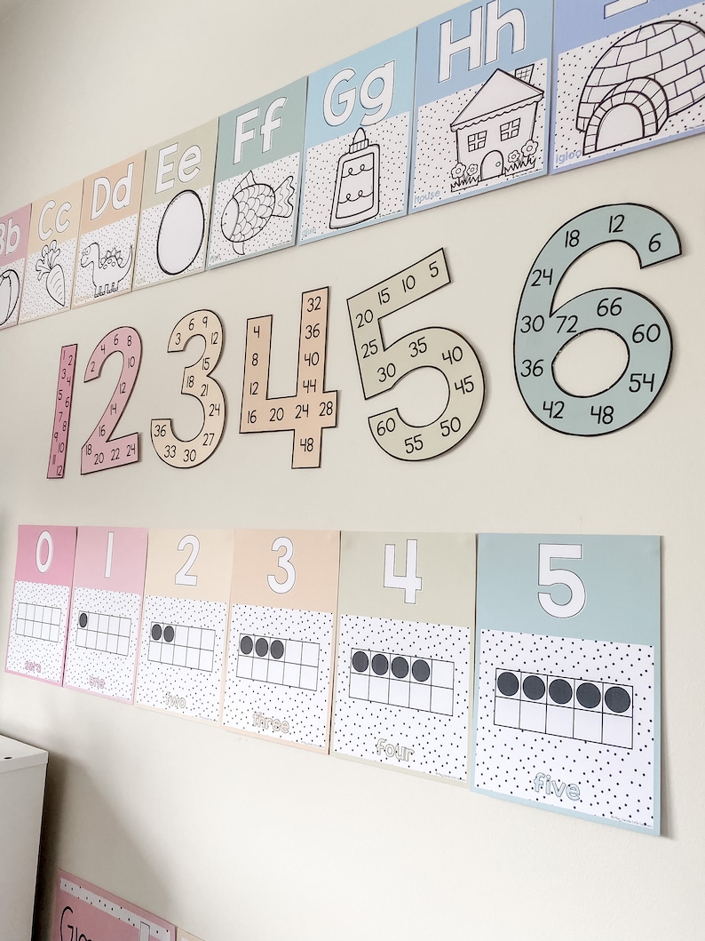 Skip Counting Multiples Large Number Display Muted Rainbow - Etsy