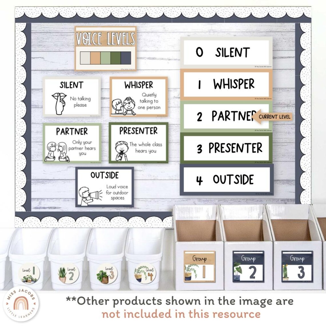 Rustic Boho Plants Voice Noise Level Display | EDITABLE Classroom ...