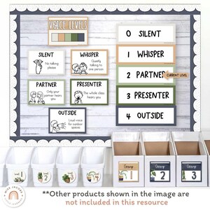 Rustic Boho Plants Voice Noise Level Display | EDITABLE Classroom ...