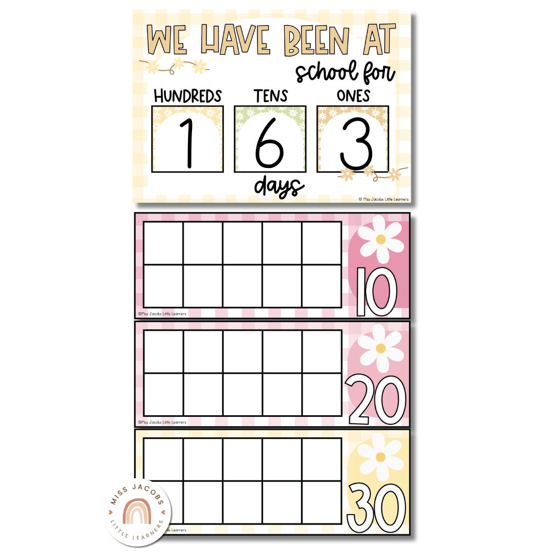 Days at School Display | 100 Days of School Tally | Daisy Gingham ...