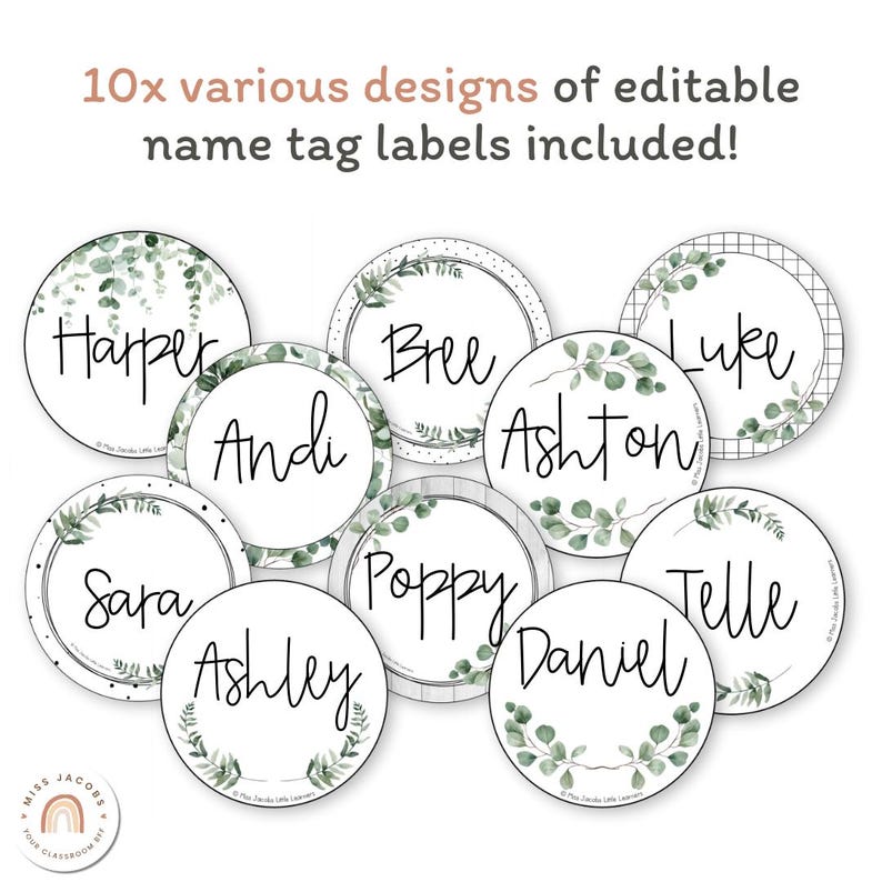 Classroom Door Display Set, Editable Botanical Teacher Welcome Sign ...