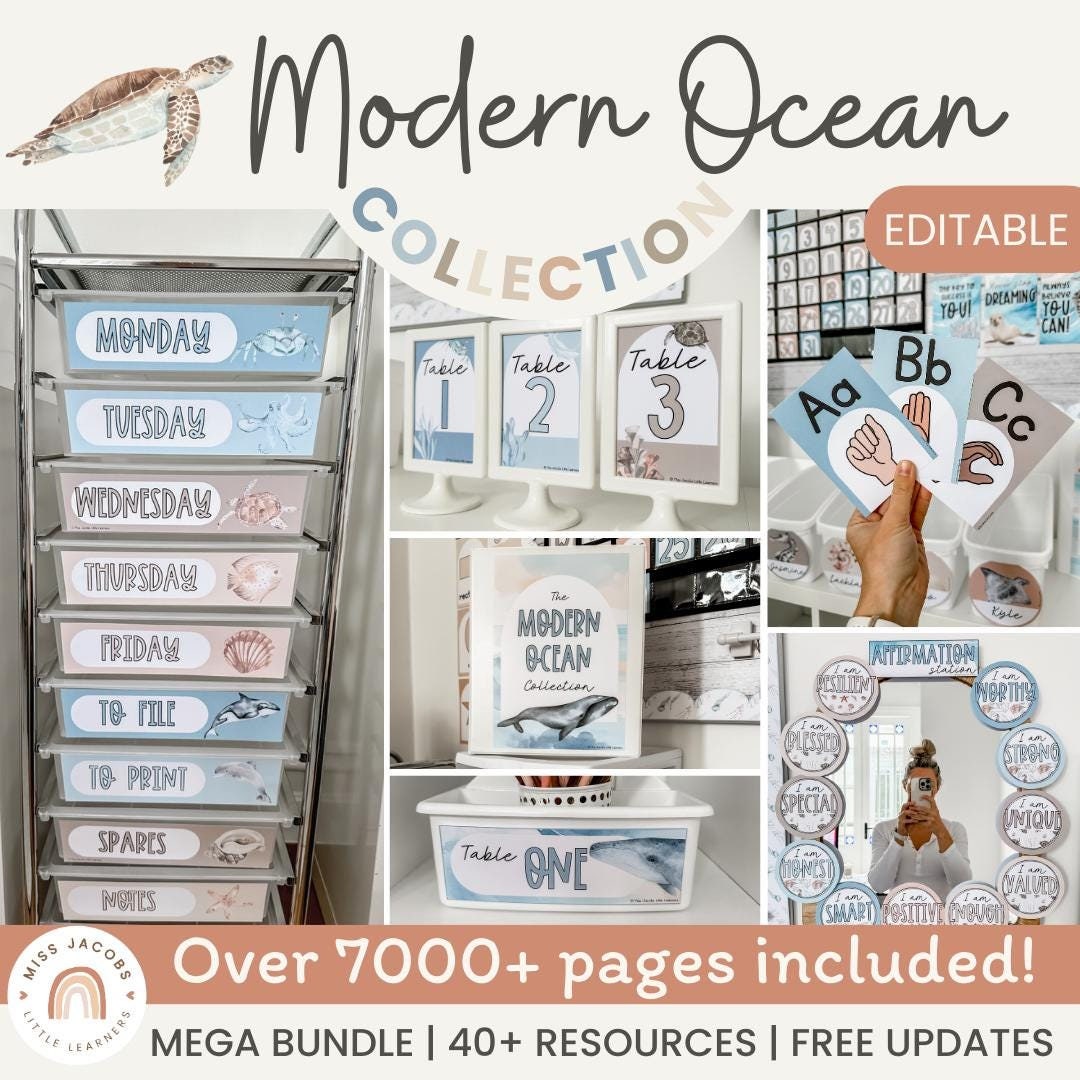 Modern Ocean Classroom Decor Bundle - Etsy