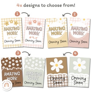 Amazing Work Coming Soon Posters | Daisy Gingham Neutrals Classroom ...