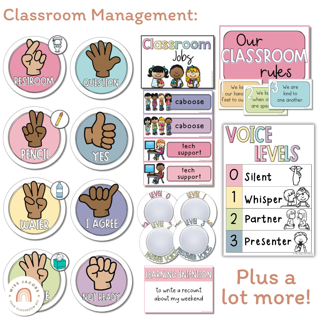 PASTELS Classroom Decor Bundle | Muted Rainbow Decor | Editable - Etsy
