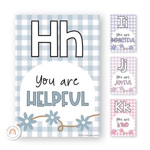 Daisy Gingham Affirmation Alphabet Posters, Pastel Classroom ABC ...