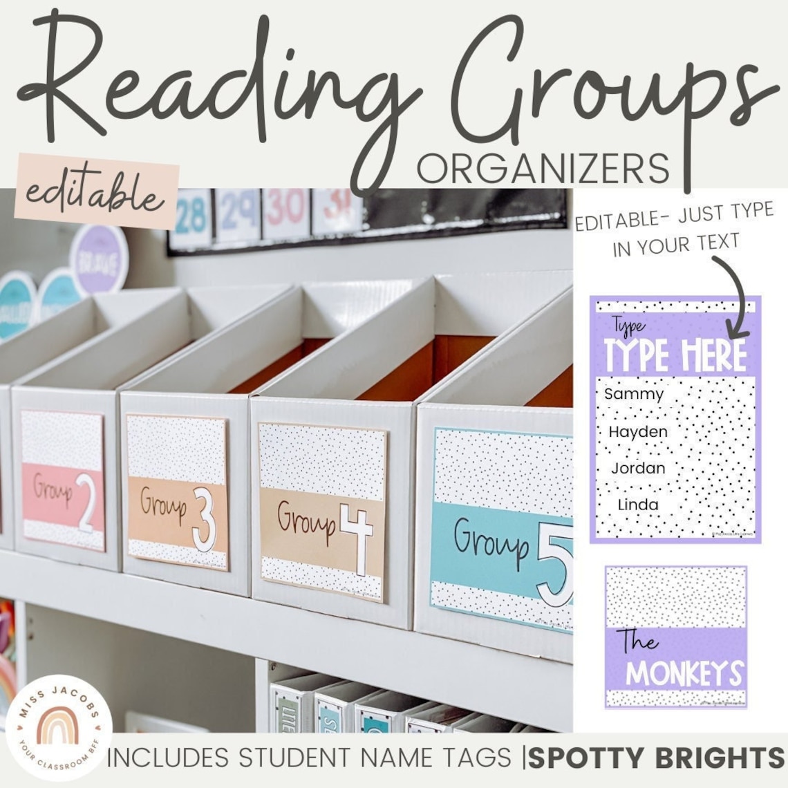 Reading Groups Organizers | SPOTTY BRIGHTS | Rainbow Guided Reading ...