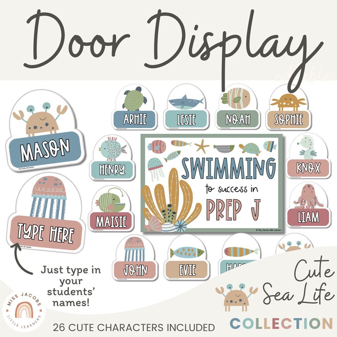 Door Display or Bulletin Board | Cute Sea Life Classroom Decor ...