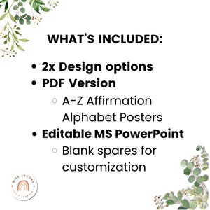 Botanical Affirmation Alphabet Posters, Editable Eucalyptus Alphabet ...