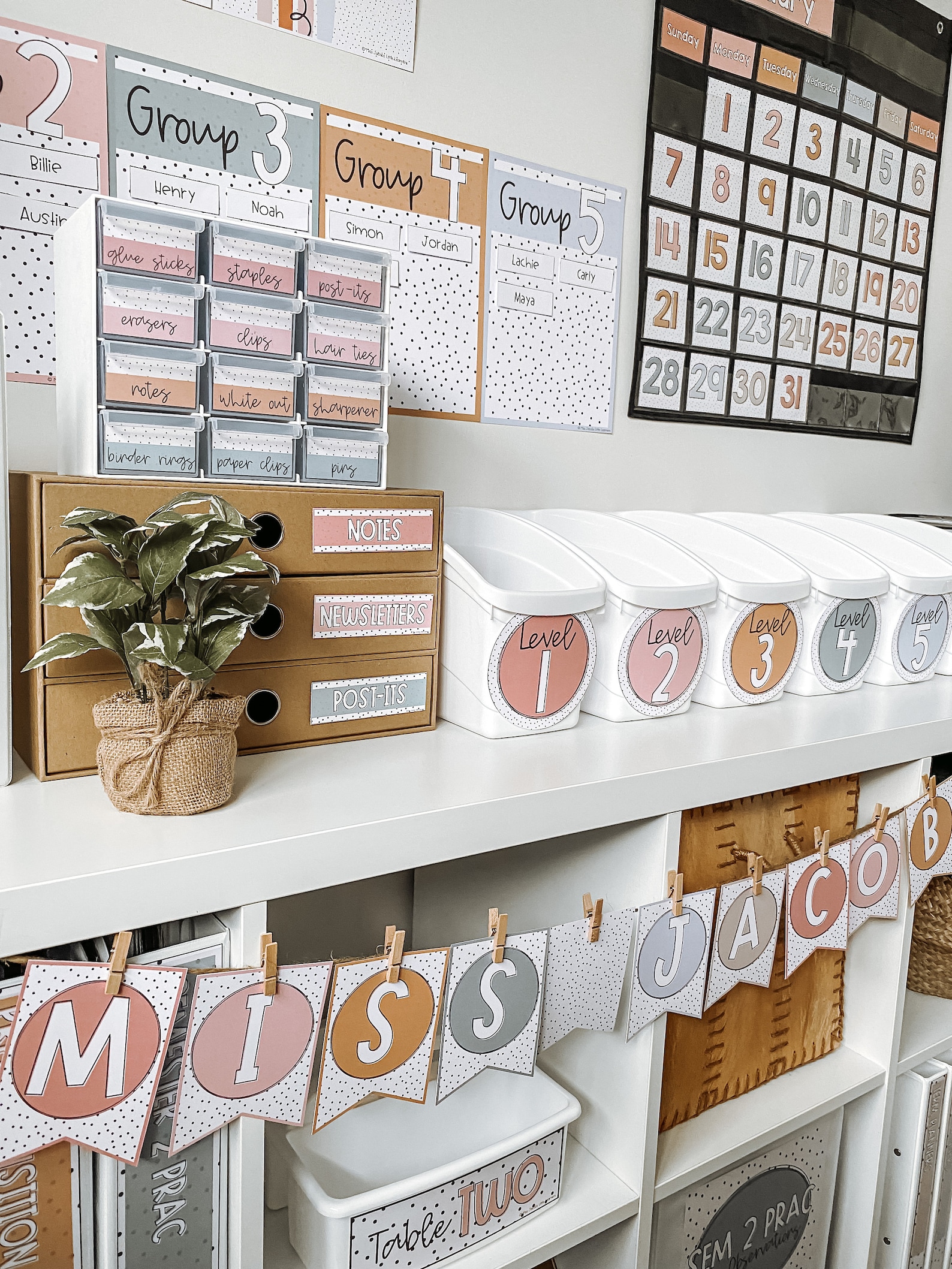 Bulletin Board Bunting SPOTTY BOHO Editable - Etsy