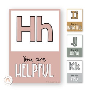 Boho Affirmation Alphabet Posters, Printable Positive Alphabet Wall ...