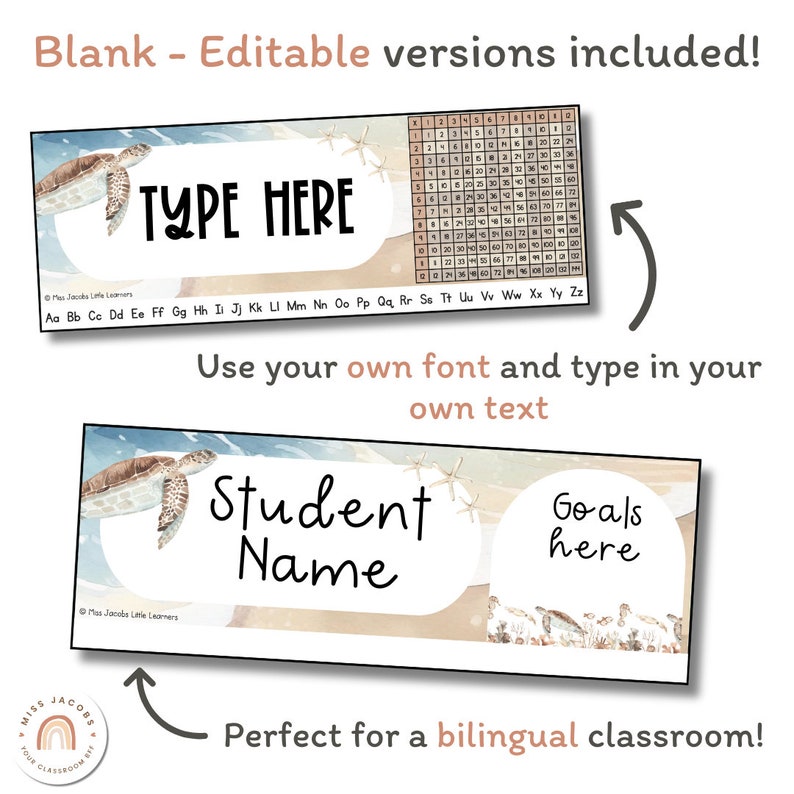Student Name Tags & Goals Desk Plates | Modern Ocean Classroom Decor ...
