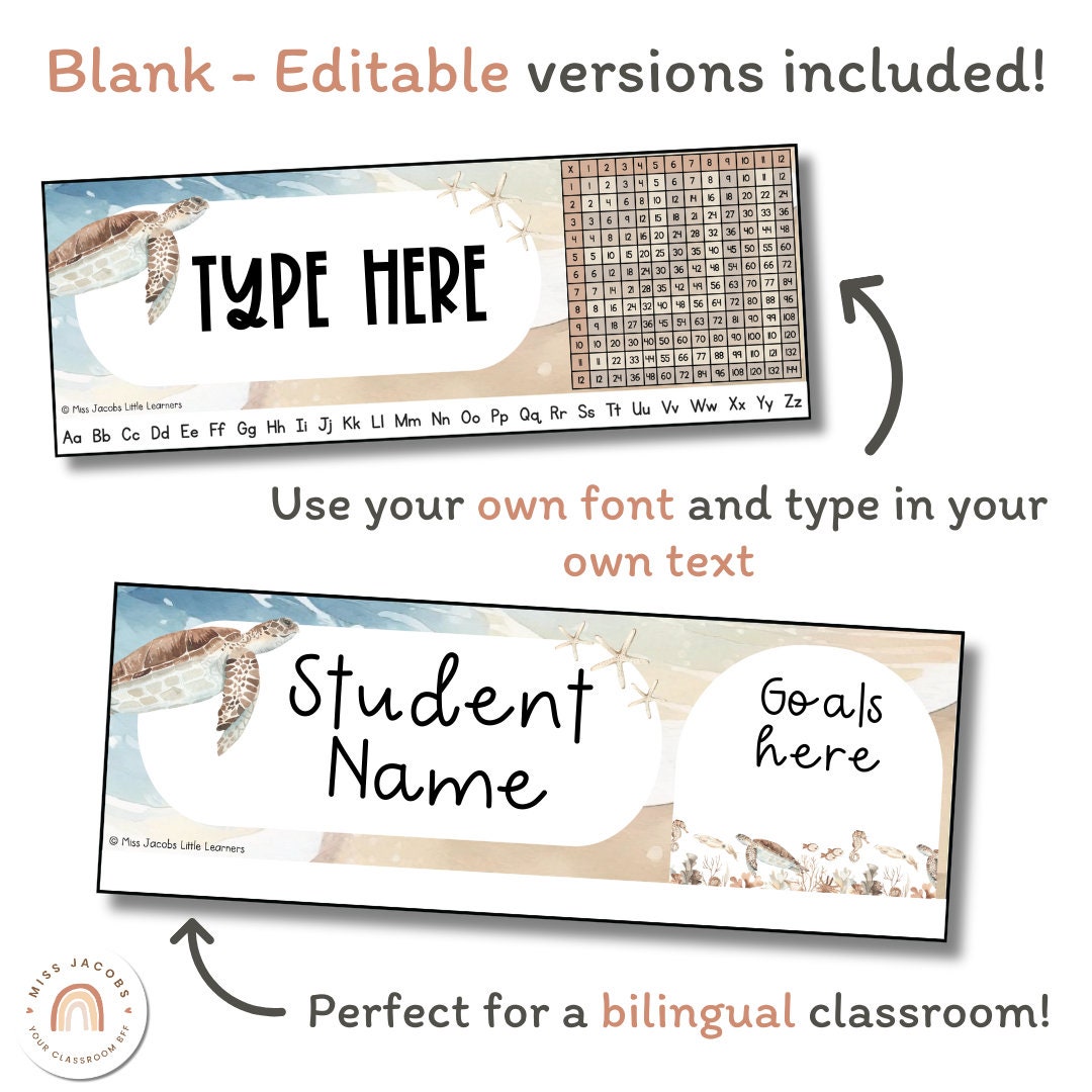 Student Name Tags & Goals Desk Plates | Modern Ocean Classroom Decor ...