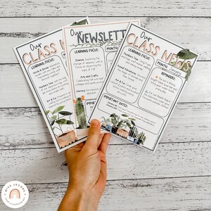 Classroom Newsletter Templates | Editable | Boho Plants Classroom Theme ...