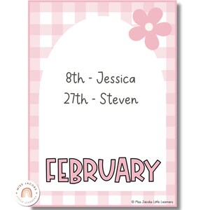 Birthday Display | Daisy Gingham Pastels Classroom Decor | Editable - Etsy