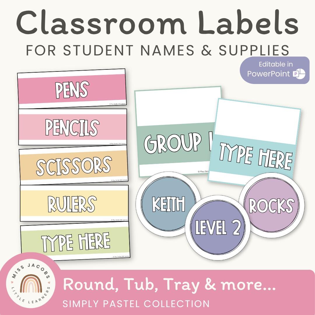 Classroom Labels | PASTELS | Editable - Etsy Australia