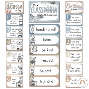 Classroom Rules Posters for Classroom Management | Modern Ocean Decor ...