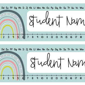 MODERN RAINBOW Student Desk Plate | Name Tags | Editable | Calm Colors ...