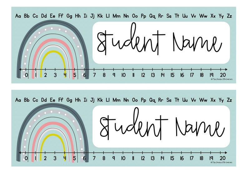 MODERN RAINBOW Student Desk Plate Name Tags Editable - Etsy