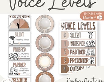 Voice Level Display | OMBRE NEUTRALS Classroom Decor - Etsy