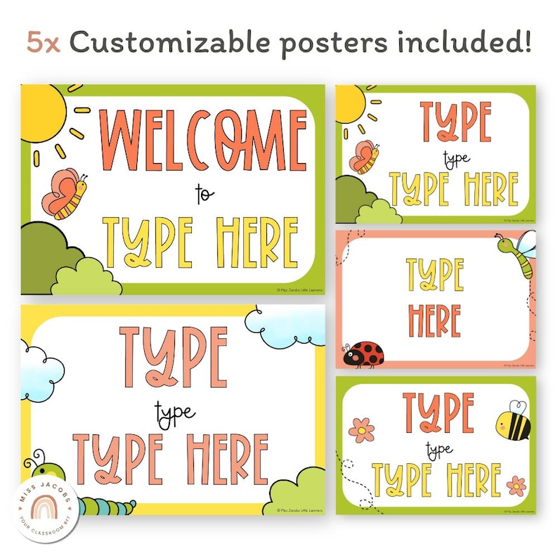Spring Insect Door Display for Classroom, Editable Welcome Signs + Name ...