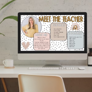 Boho Rainbow Daily Morning Teacher Slides With Timers, Editable Neutral ...