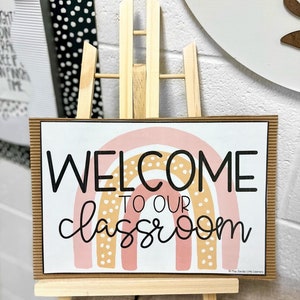 BOHO RAINBOW Welcome Sign | Editable | Neutral Rainbow Classroom Decor ...