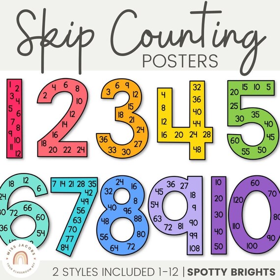 Skip Counting Multiples Large Number Display Rainbow | Etsy