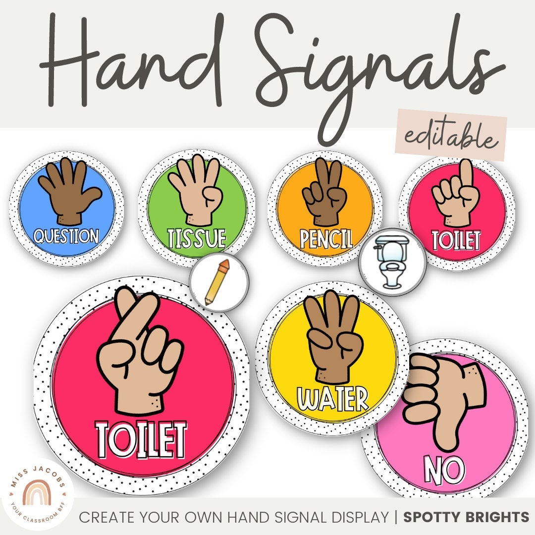 Hand Signals Posters | SPOTTY BRIGHTS Classroom Decor | EDITABLE - Etsy