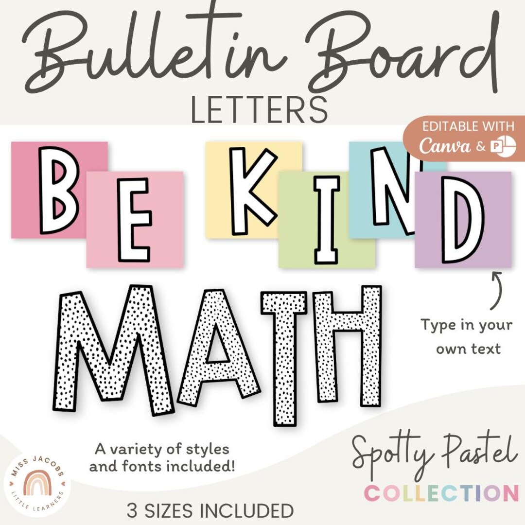 Groovy Bulletin Board Lettering Pack | Editable SPOTTY PASTEL Display ...