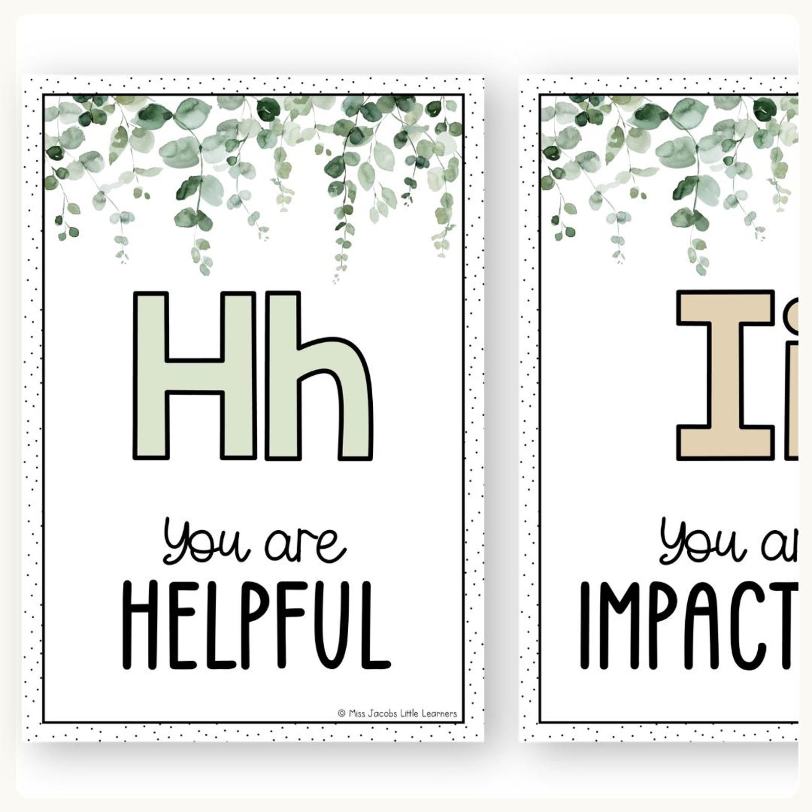 Botanical Affirmation Alphabet Posters, Editable Eucalyptus Alphabet ...