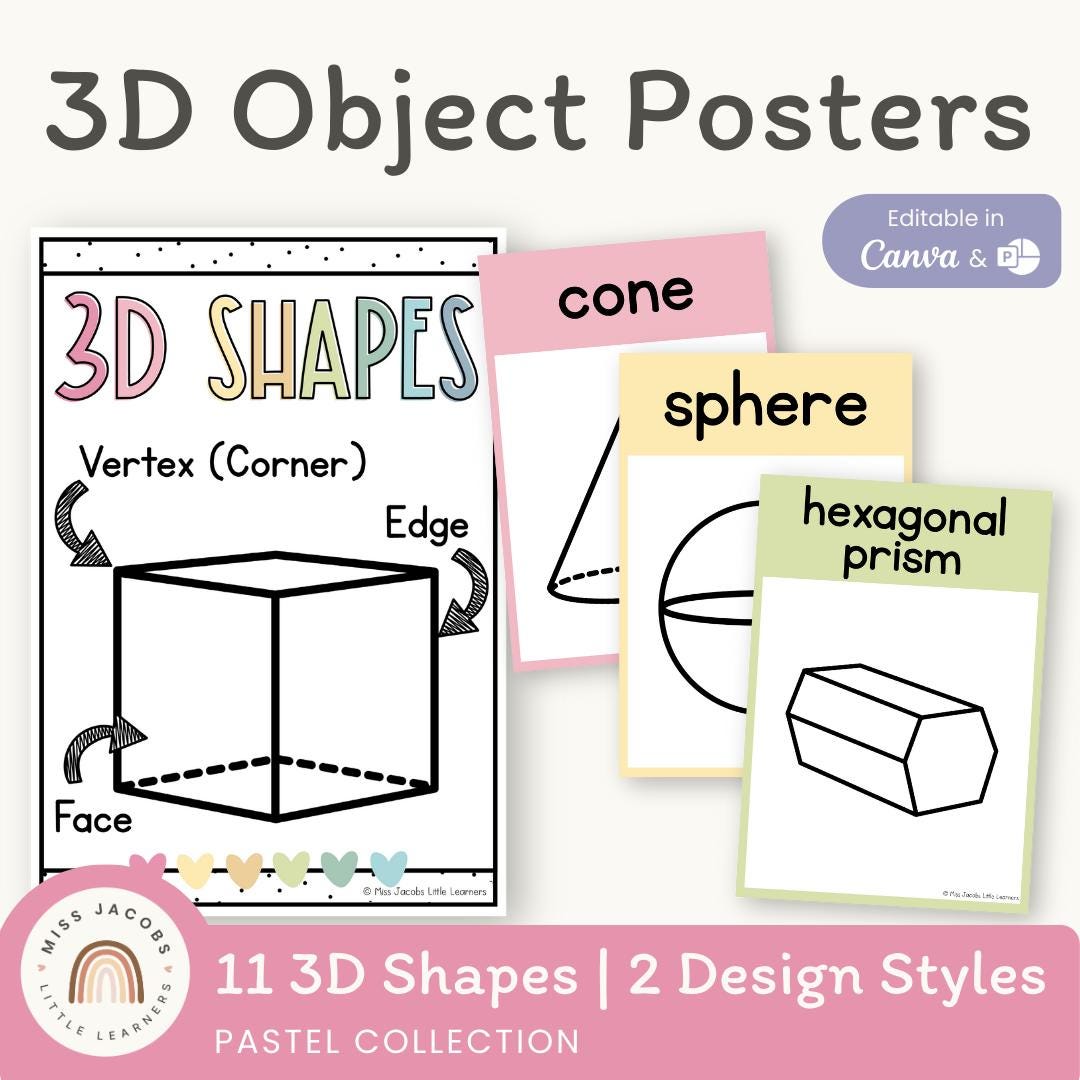 3D Objects / 3D Shapes Posters | PASTELS - Etsy Canada