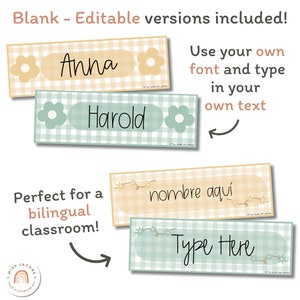 Student Desk Plates & Supply Labels | Daisy Gingham Pastels Classroom ...
