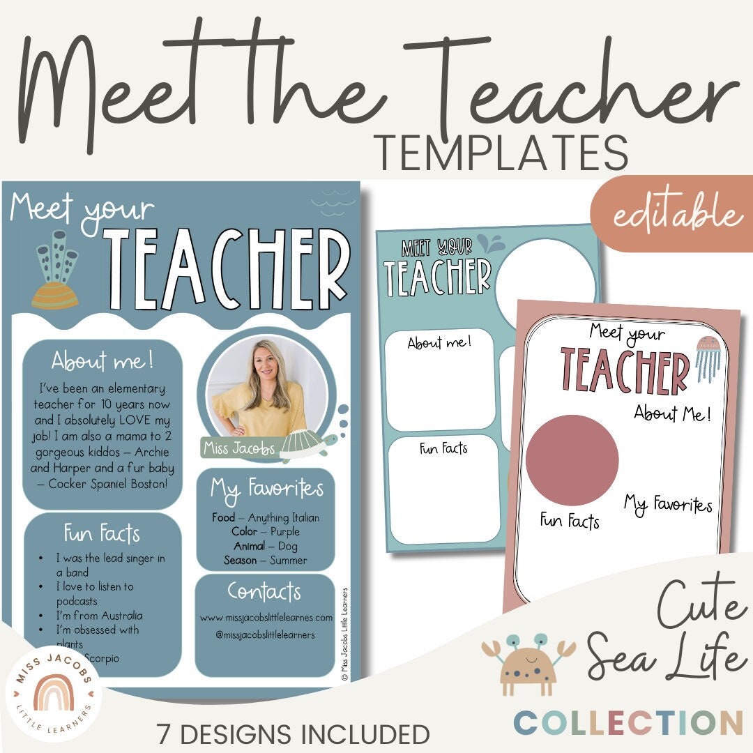 Meet the Teacher Templates | Cute Sea Life Classroom Decor | Editable ...
