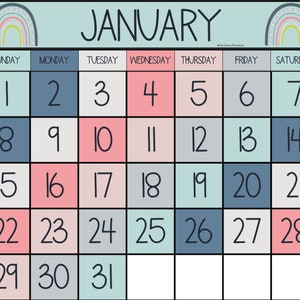 MODERN RAINBOW Classroom Calendar and Weather Display | Editable | Calm ...