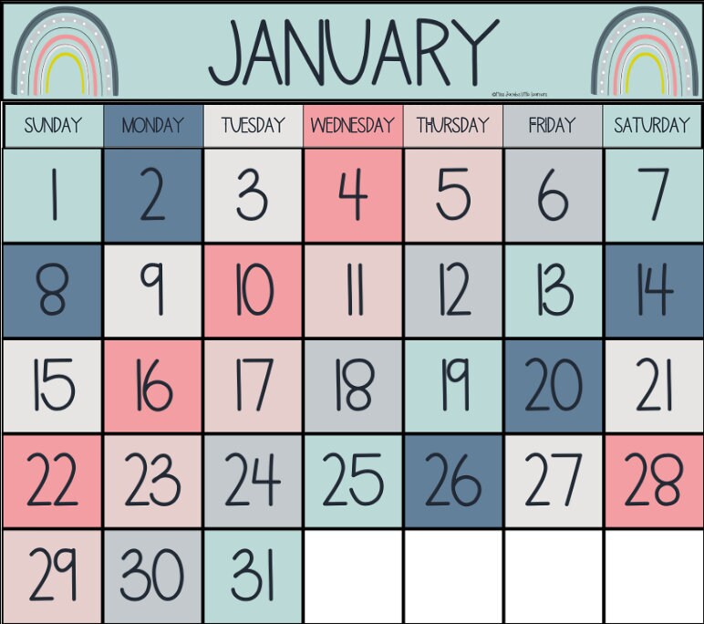 MODERN RAINBOW Classroom Calendar and Weather Display | Editable | Calm ...