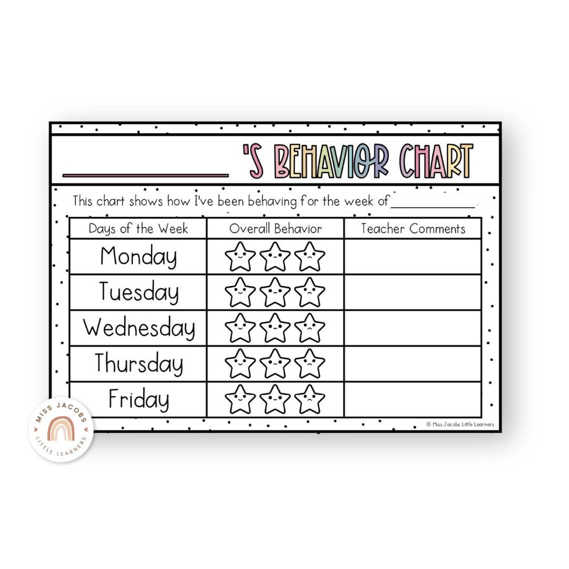 Spotty Pastel Behavior Clip Chart, Editable Behavior Tracker ...