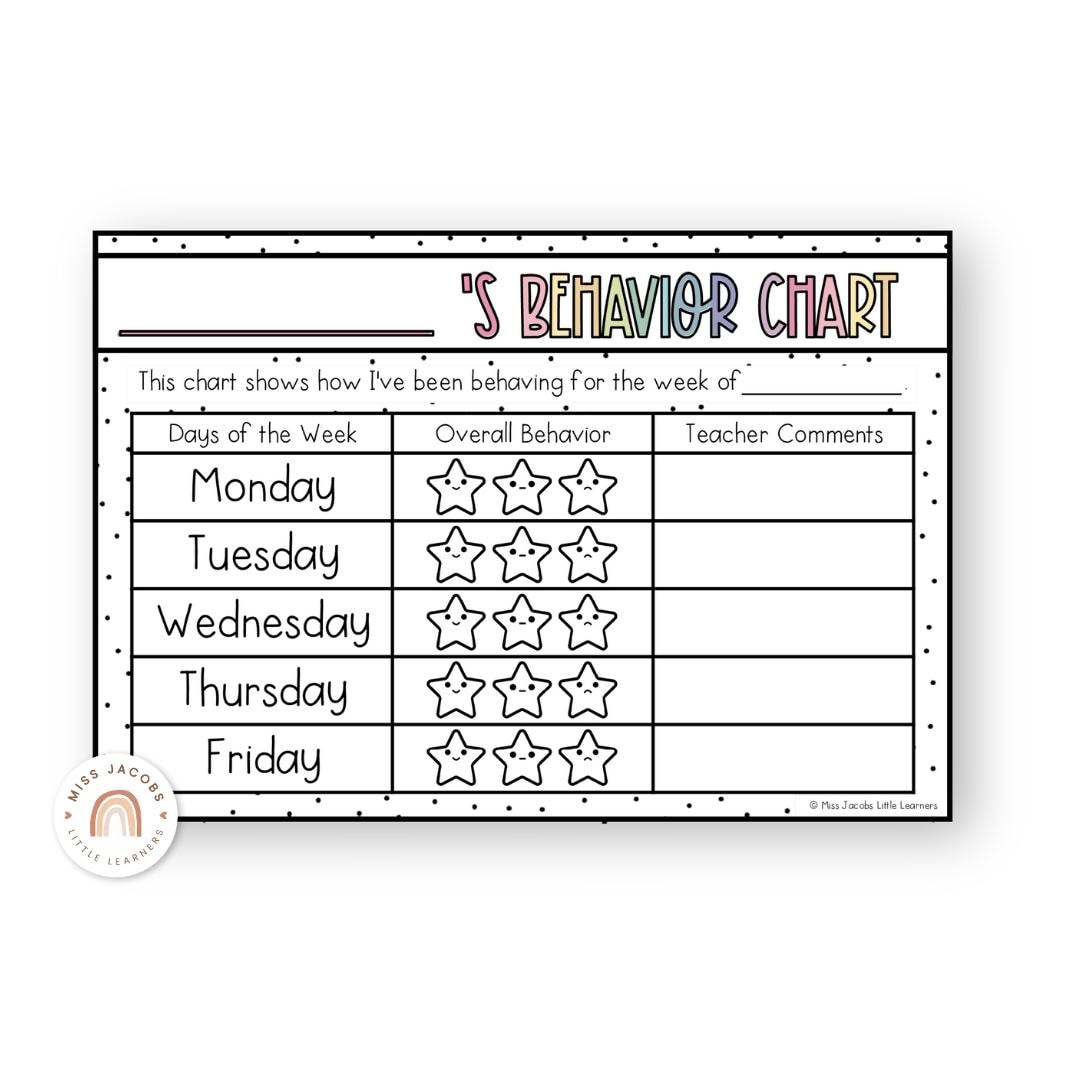 Spotty Pastel Behavior Clip Chart, Editable Behavior Tracker ...
