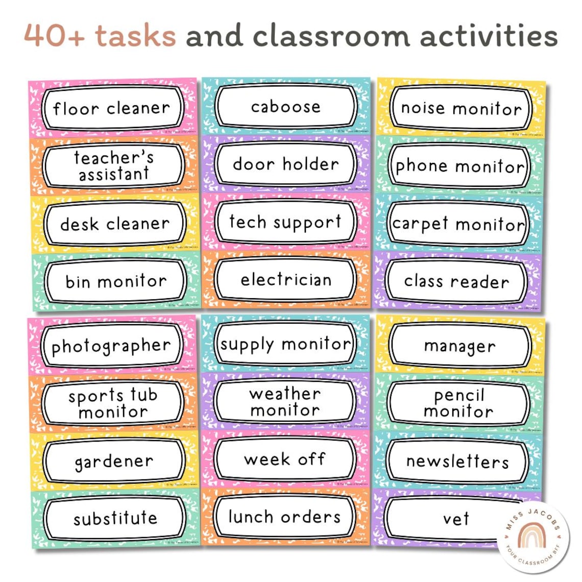 Cutesy Classroom Job Chart Composition Book Theme, Editable Class Job ...