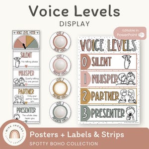 Spotty Boho Voice Noise Level Display | EDITABLE Classroom Teacher ...