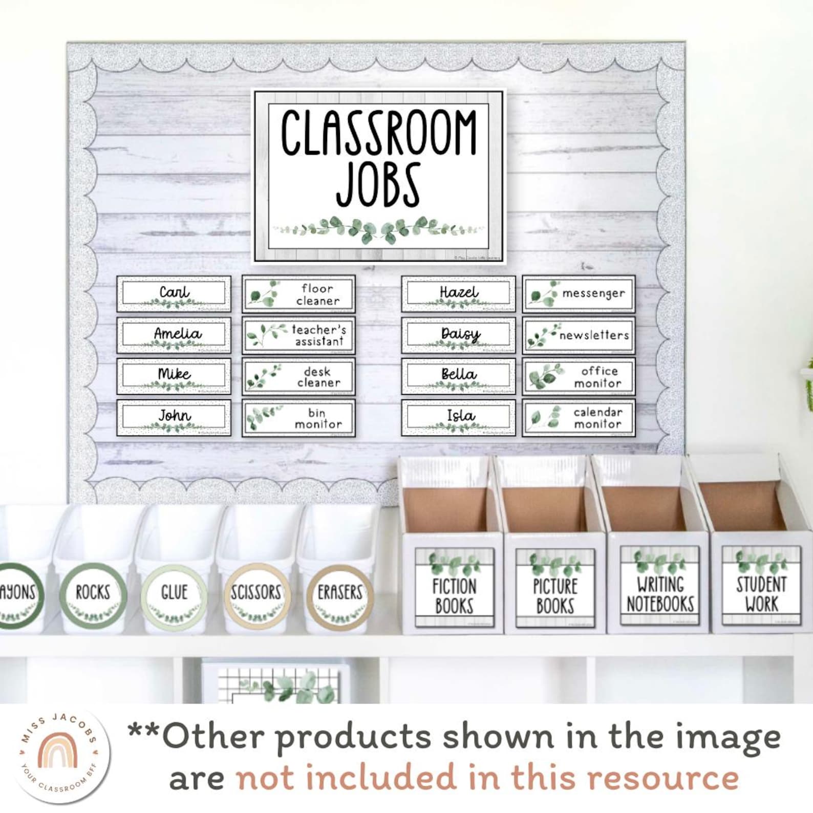 Classroom Job Chart Printable, Editable Nature-themed Job Card Display ...