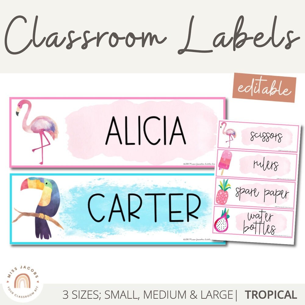 TROPICAL Classroom Labels and Student Name Plates Editable - Etsy