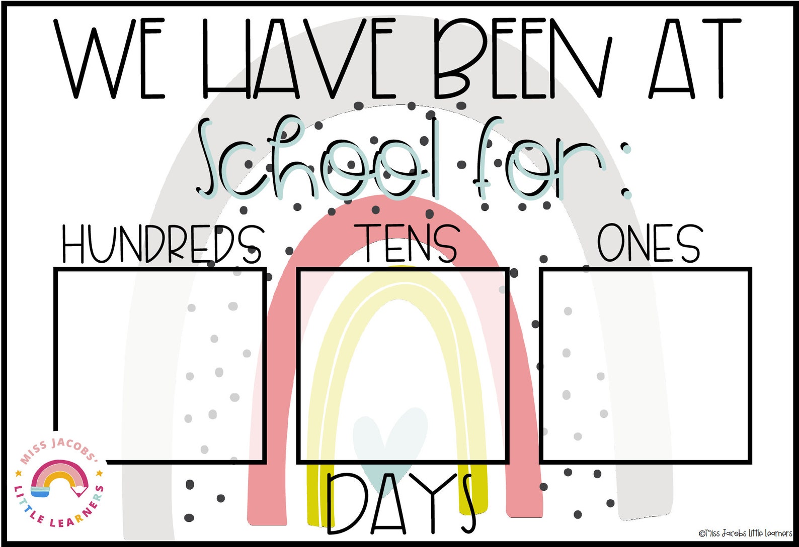 MODERN RAINBOW Days at School Tally Chart 100 Days at School - Etsy