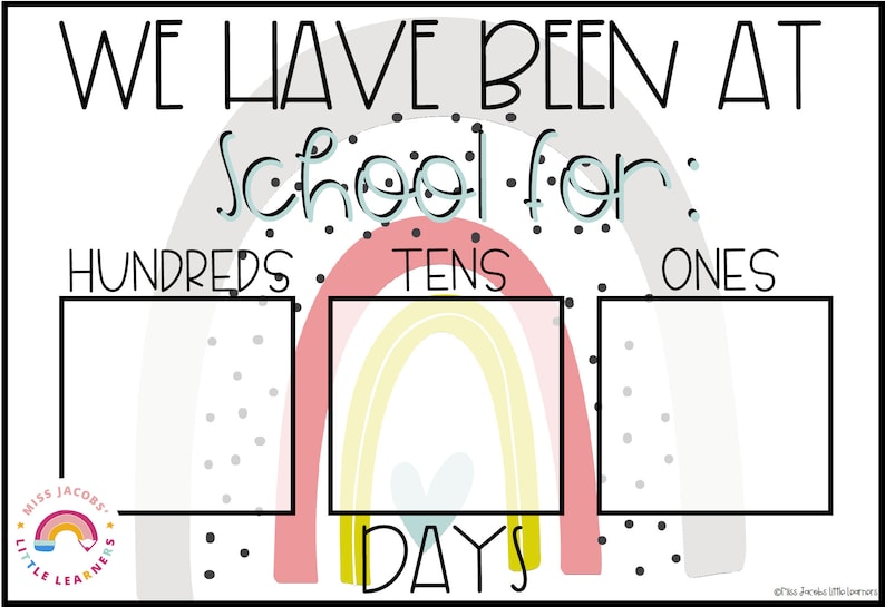 MODERN RAINBOW Days at School Tally Chart 100 Days at School | Etsy