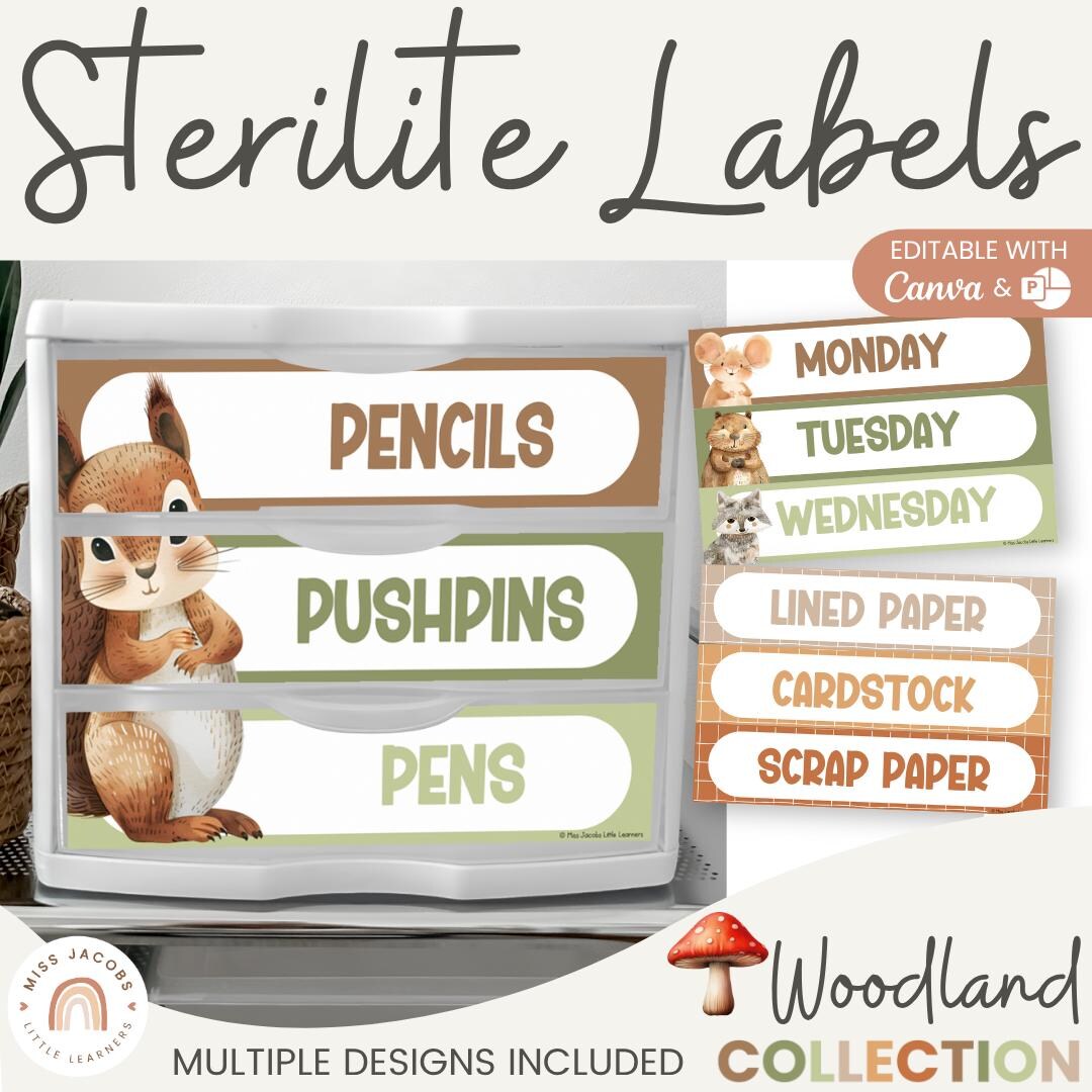Woodland Sterilite Drawer Labels, Nature Theme Classroom Supply ...