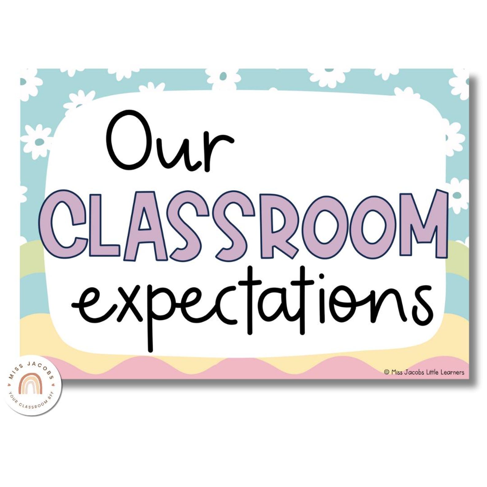 Classroom Rules Posters for Classroom Management | Daisy Gingham Pastel ...
