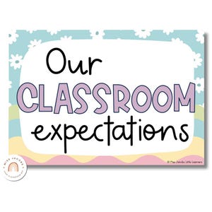 Classroom Rules Posters for Classroom Management | Daisy Gingham Pastel ...