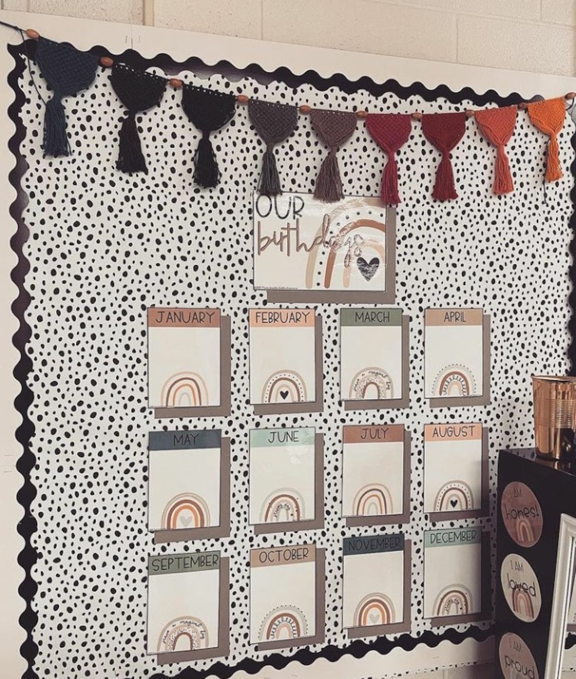 BOHO RAINBOW Birthday Chart | Editable | Neutral Rainbow Classroom ...